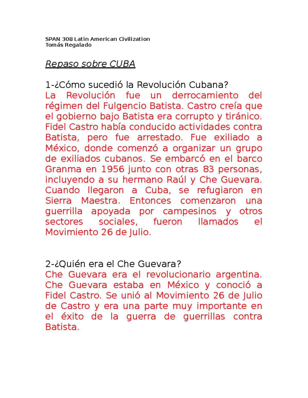 Module 4- assignment 1 - SPAN 308 Latin American Civilization Tomás ...