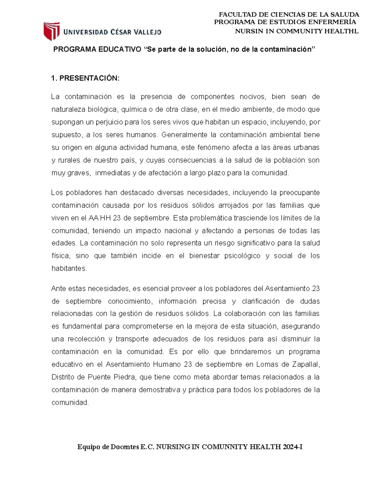 Esquema Programa educativo 2024- Contaminación Grupo 2 - PROGRAMA DE ...