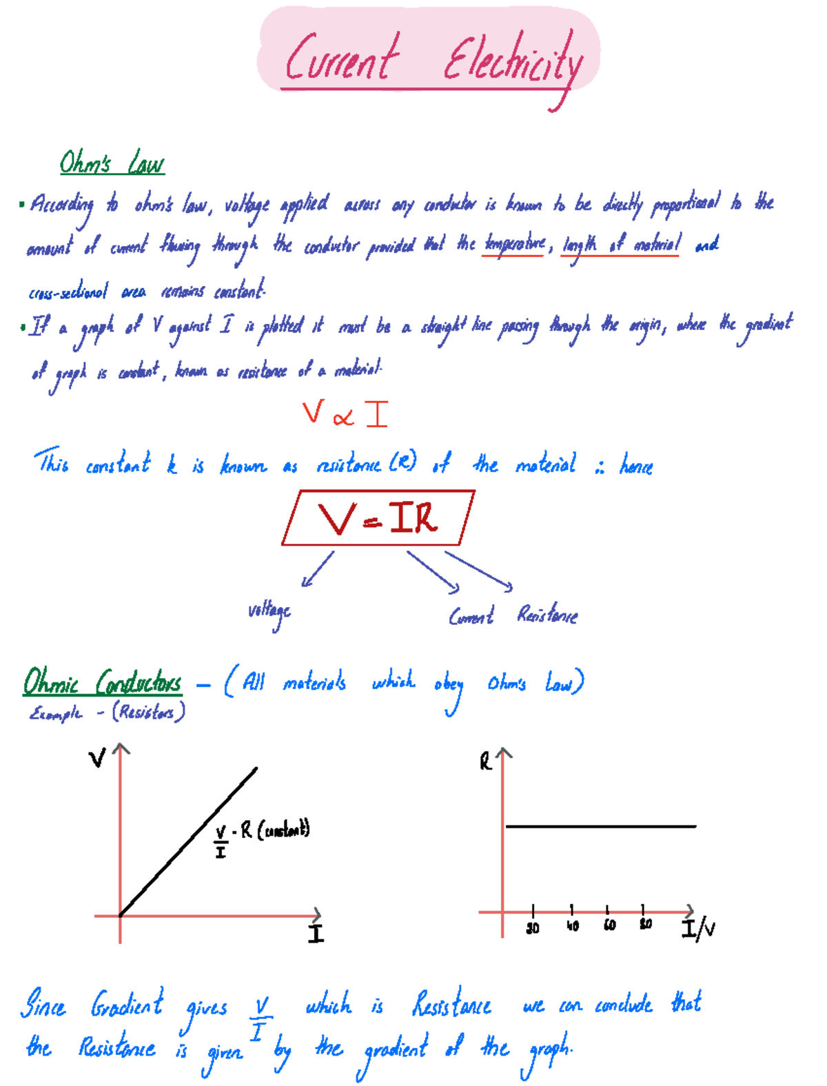 Current Electricity - Current Electricity Ohm's Law According to ohm ...