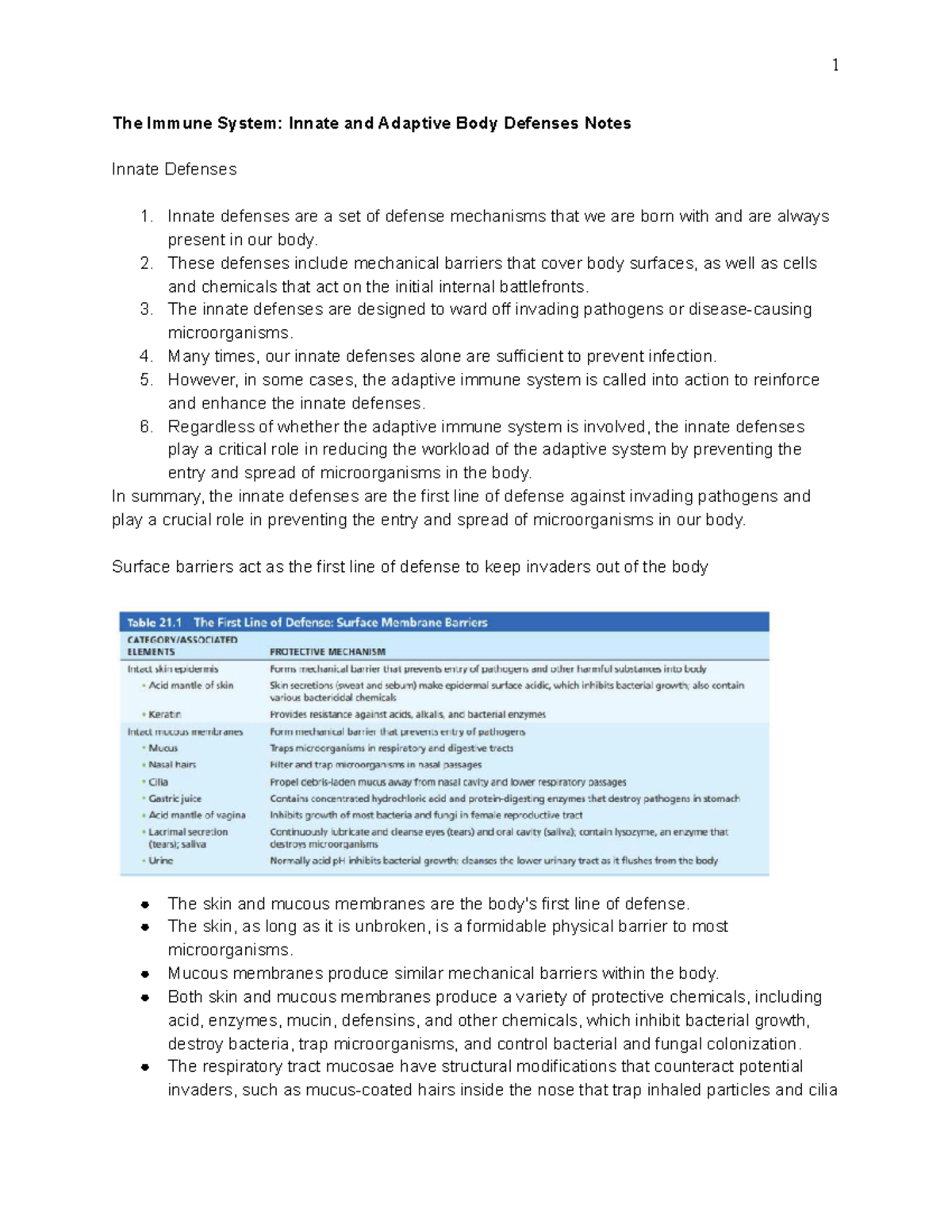 Immune system-Note - Note - The Immune System: Innate and Adaptive Body ...