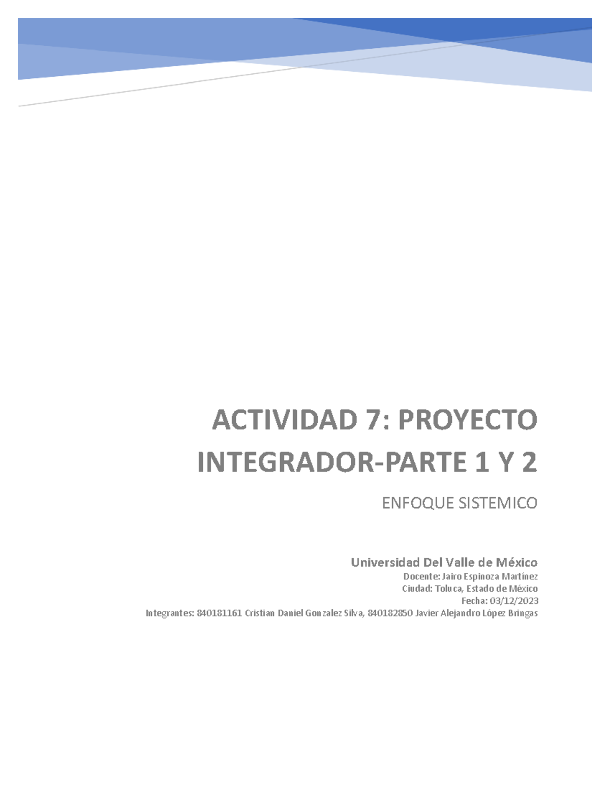 Proyecto Integrador Etapa 1 y 2 Enfoque Sistemico - ACTIVIDAD 7 : PROYECTO INTEGRADOR-PARTE 1 Y ...