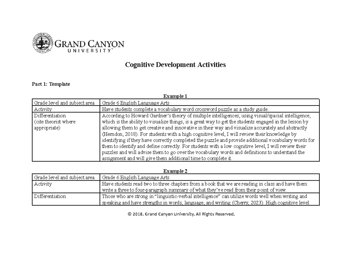 SEC-506-T4-Cognitive Development - Cognitive Development Activities ...