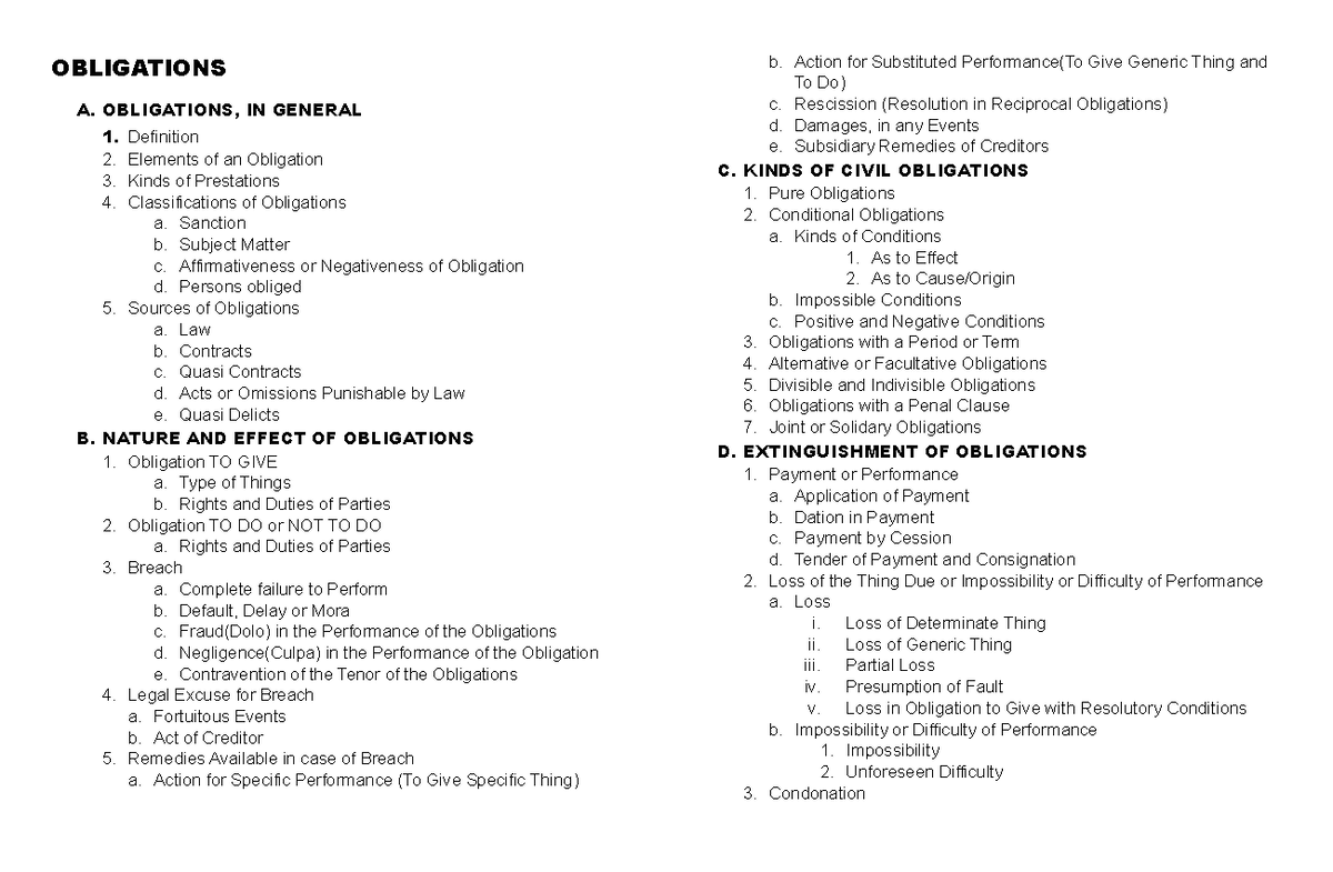 Civil Law Study Guide - Hope that it will help you - OBLIGATIONS A ...
