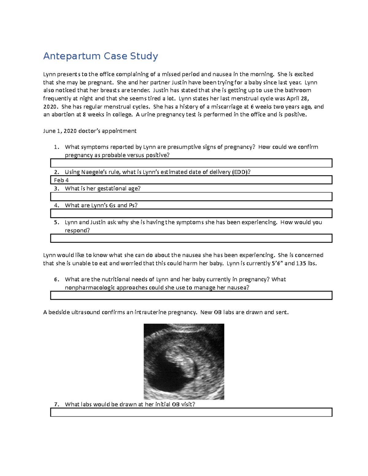 Antepartum Case Study(1) (1)1 - Antepartum Case Study Lynn presents to ...