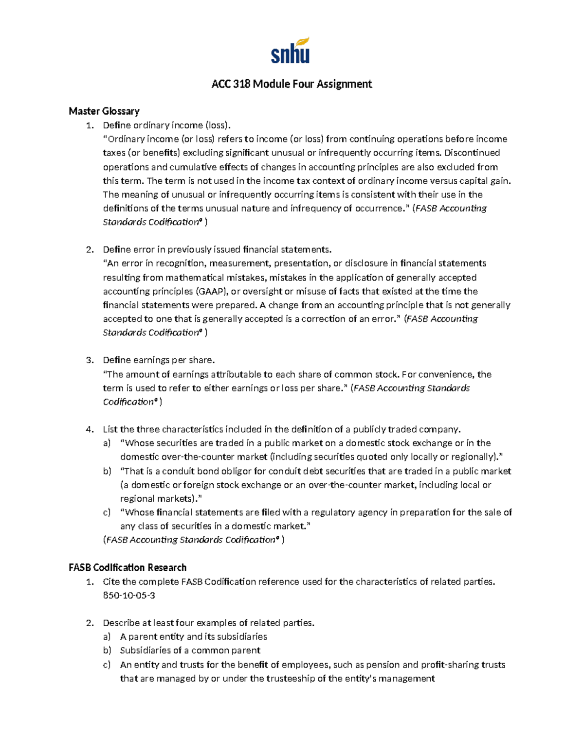 ACC 318 Module Four Assignment - ACC 318 Module Four Assignment Master ...