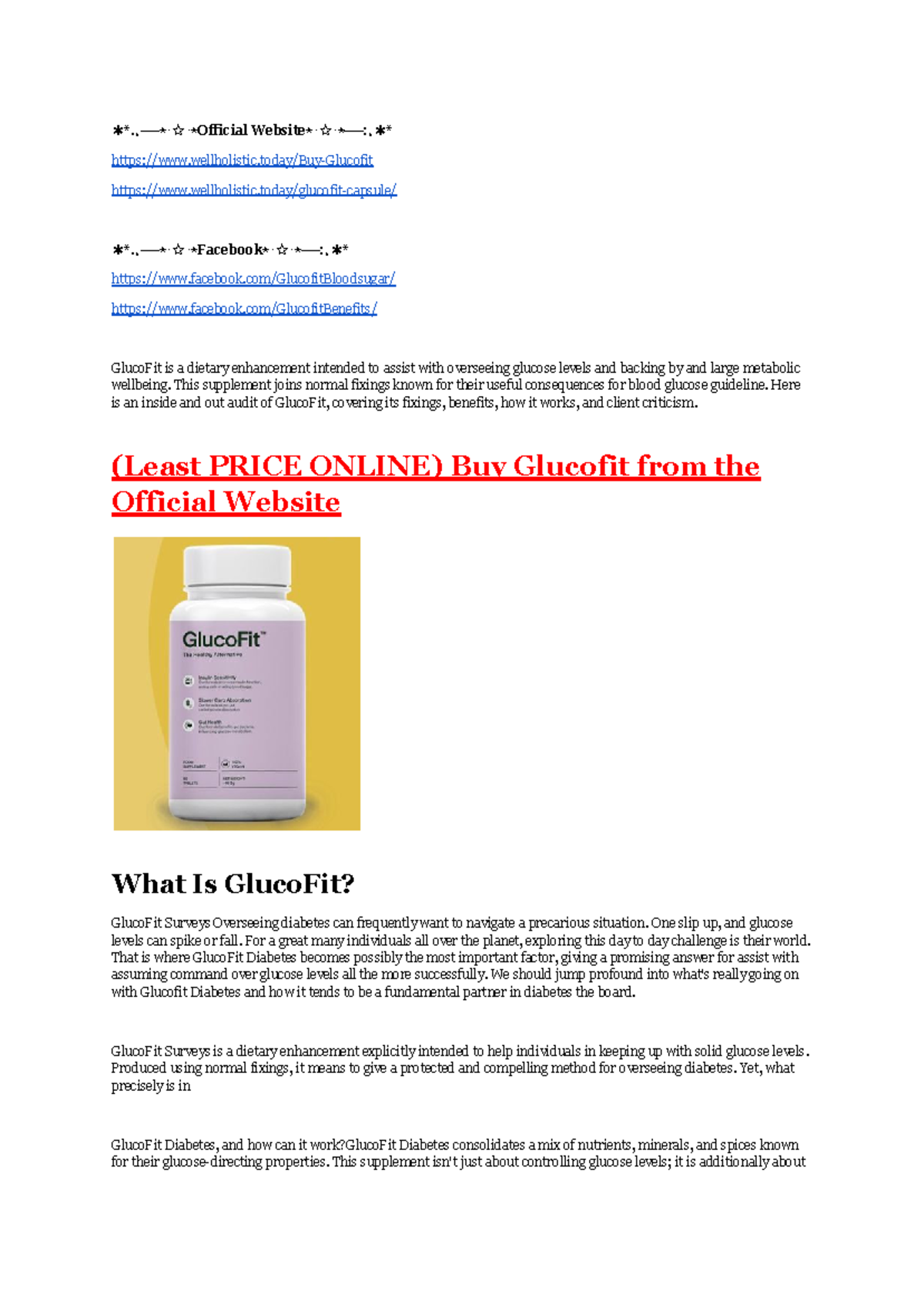 Gluco Fit Reviews Ingredients, Benefits and Side Effects - *.｡──⋆⋅☆⋅⋆ ...