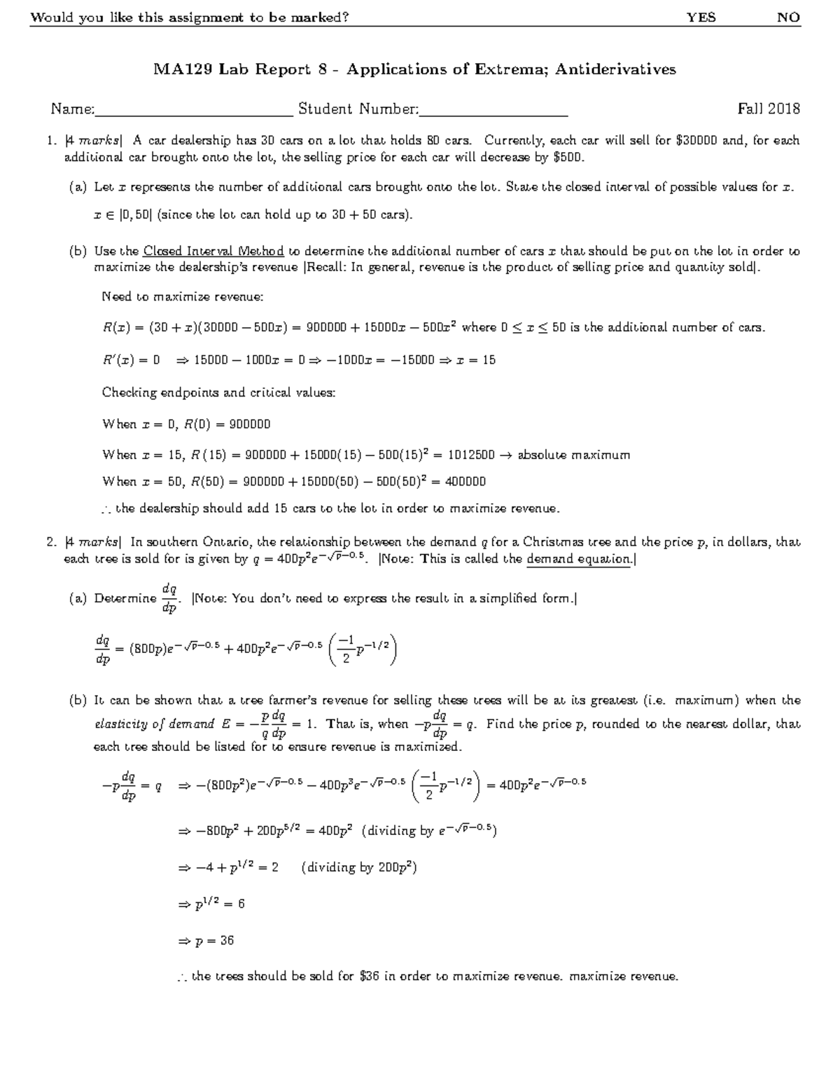 129Lab8Soln - Lab Prep - Would you like this assignment to be marked ...