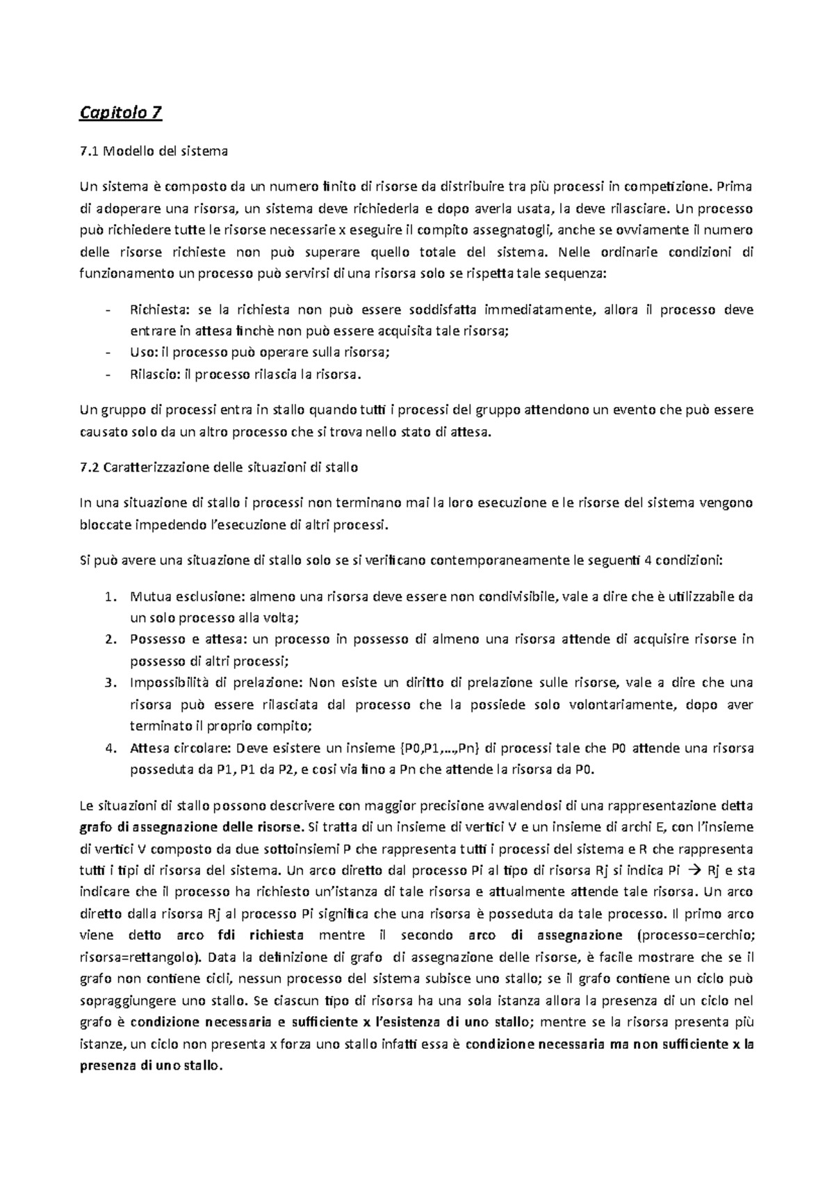Riassunto - Cap. 7- Libro "Sistemi operativi. Concetti ed esempi ...