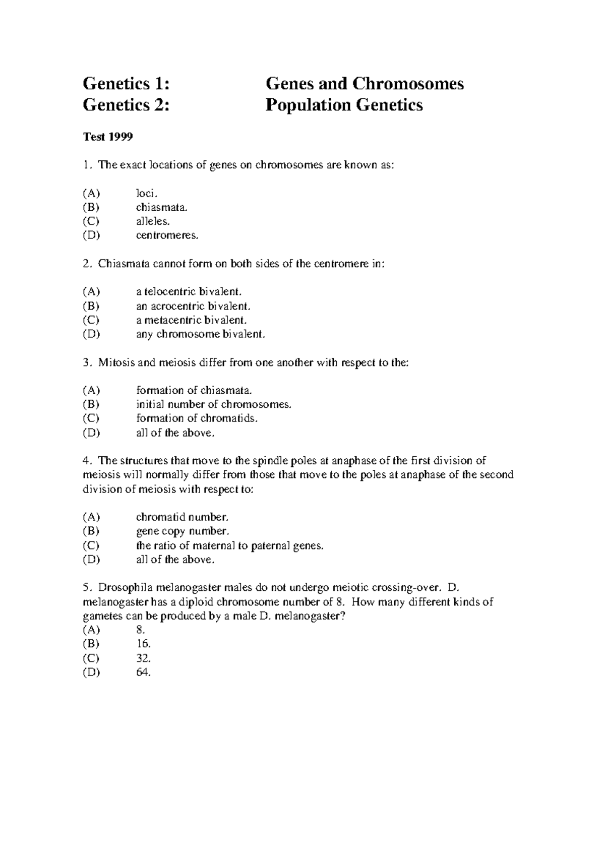 MCQ-Genetics 1&2 Q - Practice questions to help you further understand ...