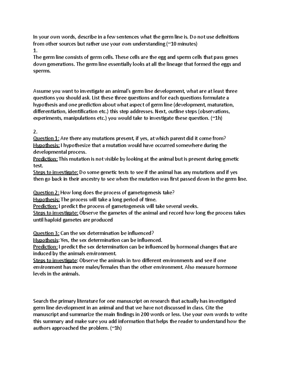 Kritik 2 - In your own words, describe in a few sentences what the germ ...