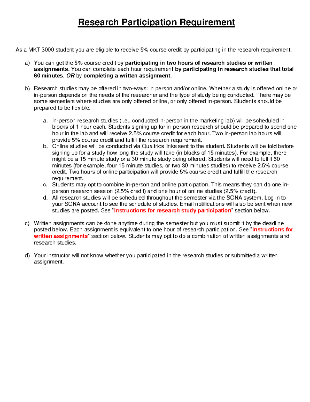 Research Participation Requirement Student Handout - Fall 2020 ...