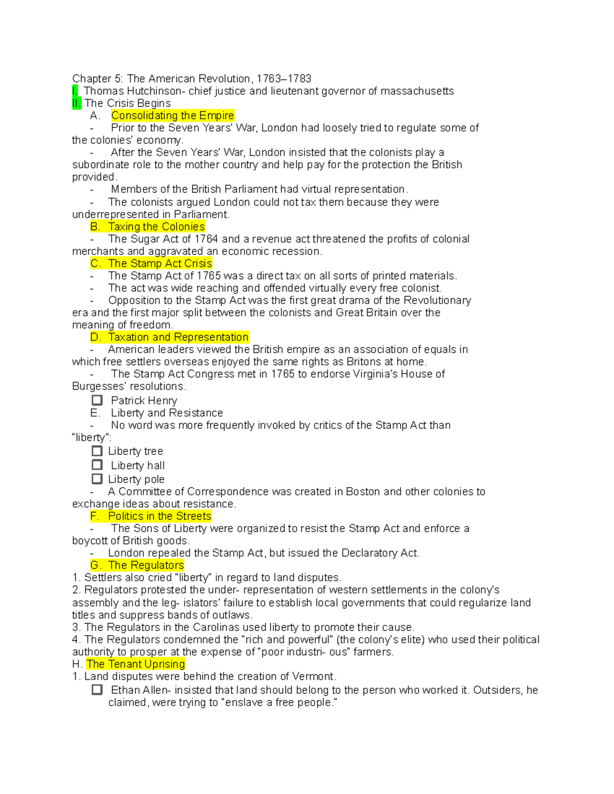 Chapter 5 The American Revolution, 1763–1783 - Chapter 5: The American ...