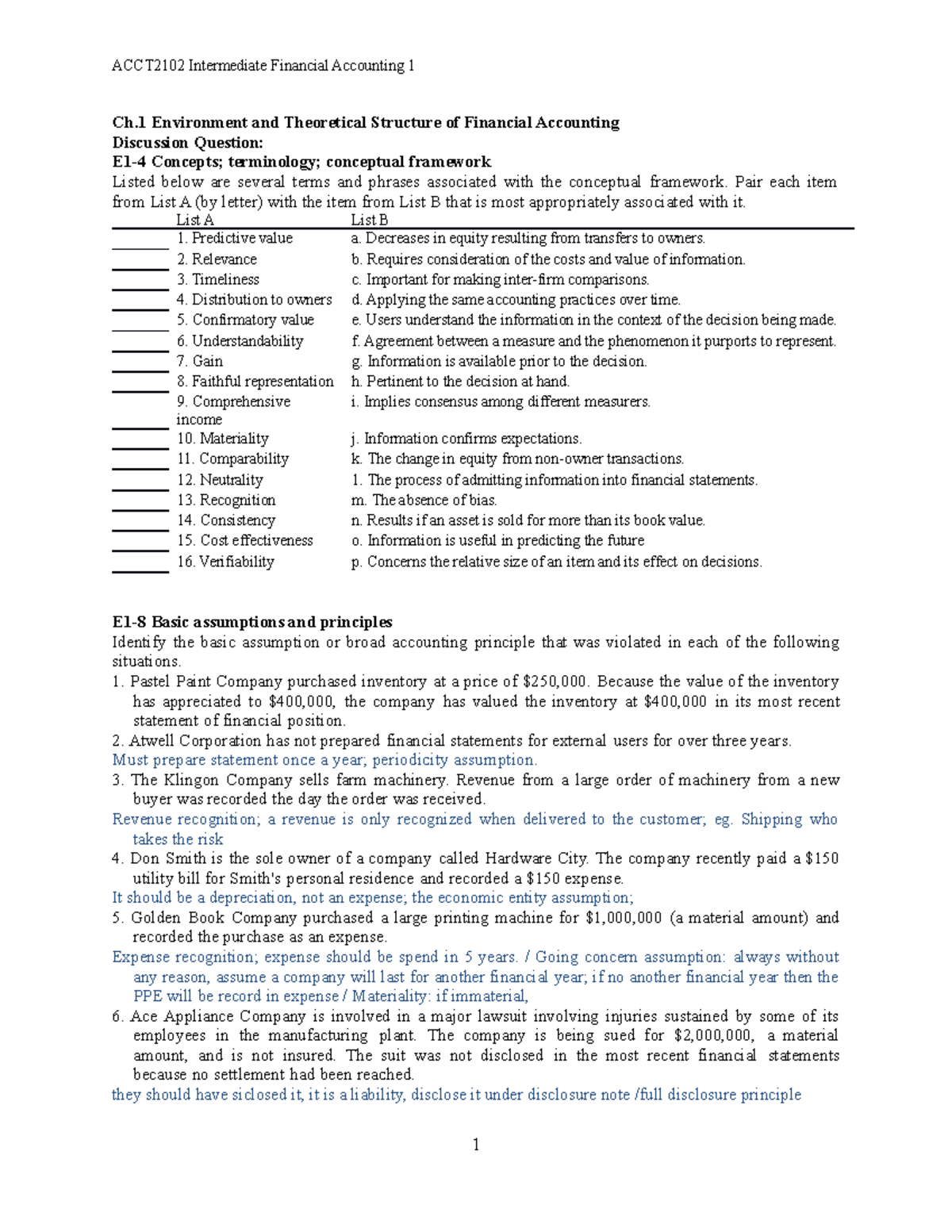 Tutorial Ch.1 questions - ACCT2102 Intermediate Financial Accounting 1 Ch Environment and - Studocu