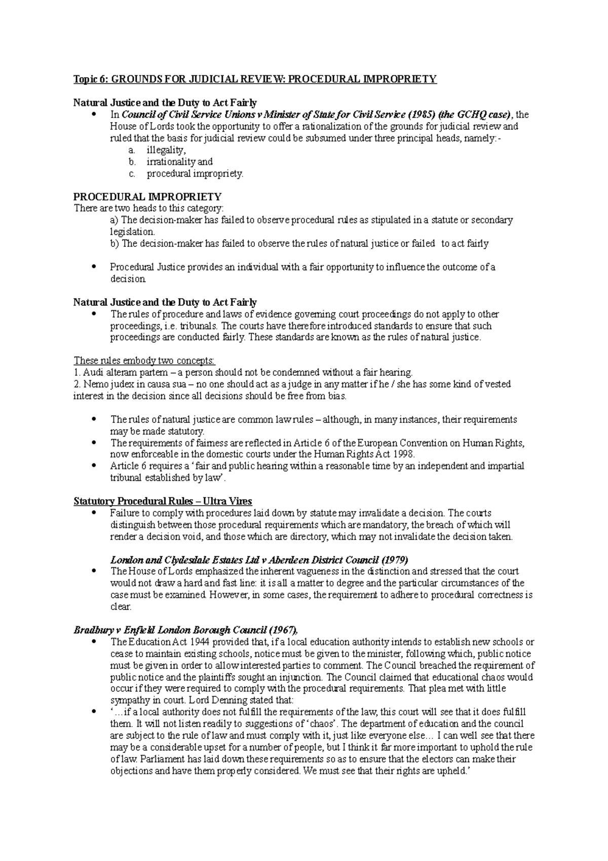 Consti 6. Procedural Impropriety - Topic 6: GROUNDS FOR JUDICIAL REVIEW ...