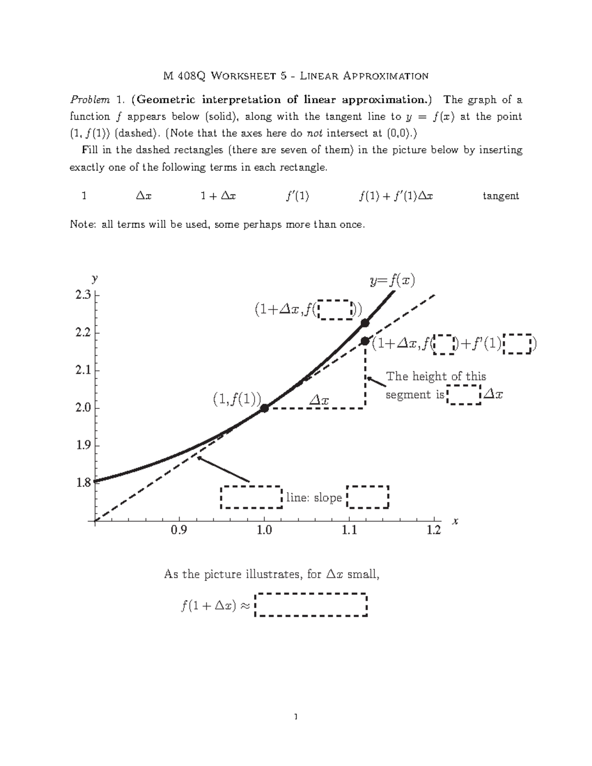 M 408Q Worksheet 5 (Fall 2022) - M 408Q Worksheet 5 - Linear ...