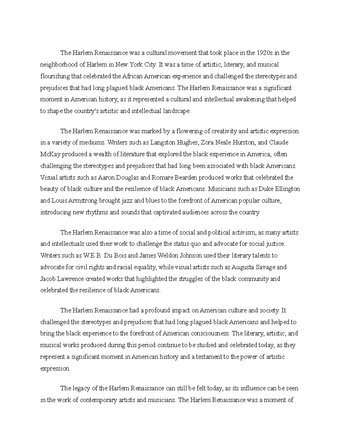 The Harlem Renaissance A Cultural Movement of the 1920s - The Harlem ...