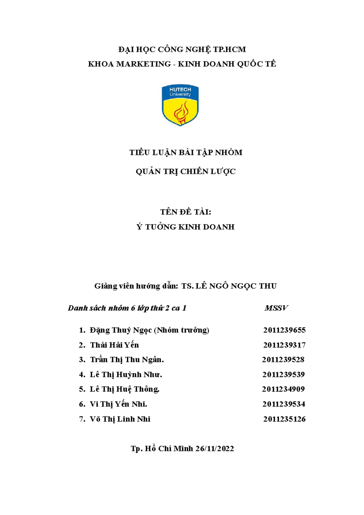 QUẢN TRỊ CHIẾN LƯỢC - njhg - ĐẠI HỌC CÔNG NGHỆ TP KHOA MARKETING - KINH ...