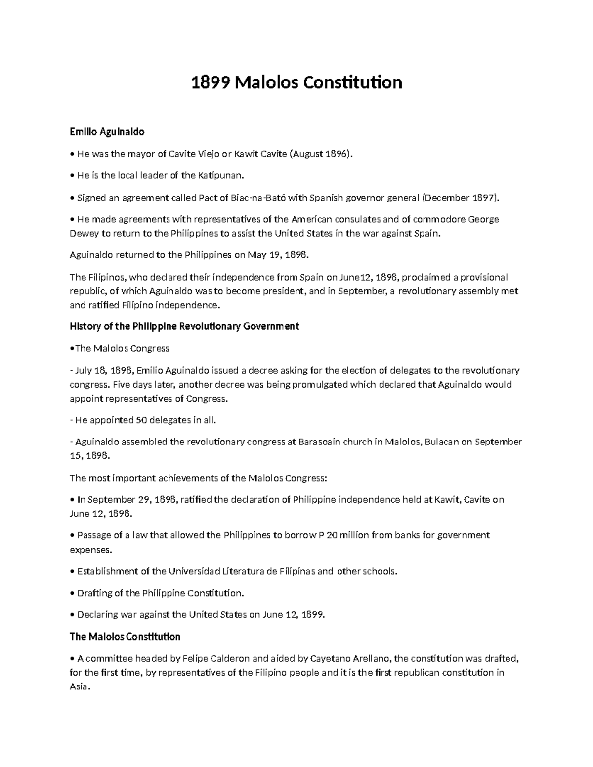 1899-Malolos-Constitution - 1899 Malolos Constitution Emilio Aguinaldo ...