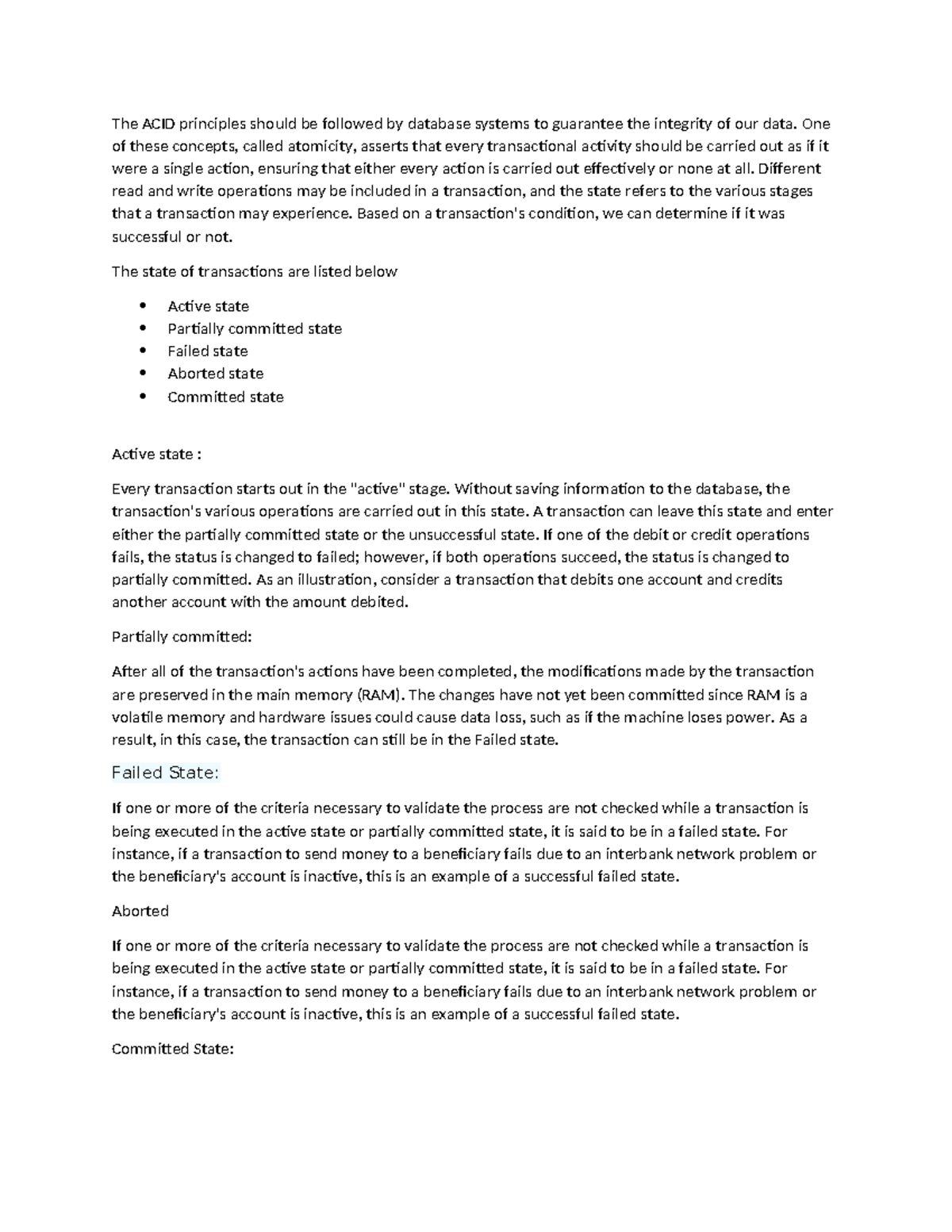 DA2 - LJ2 - The ACID principles should be followed by database systems ...