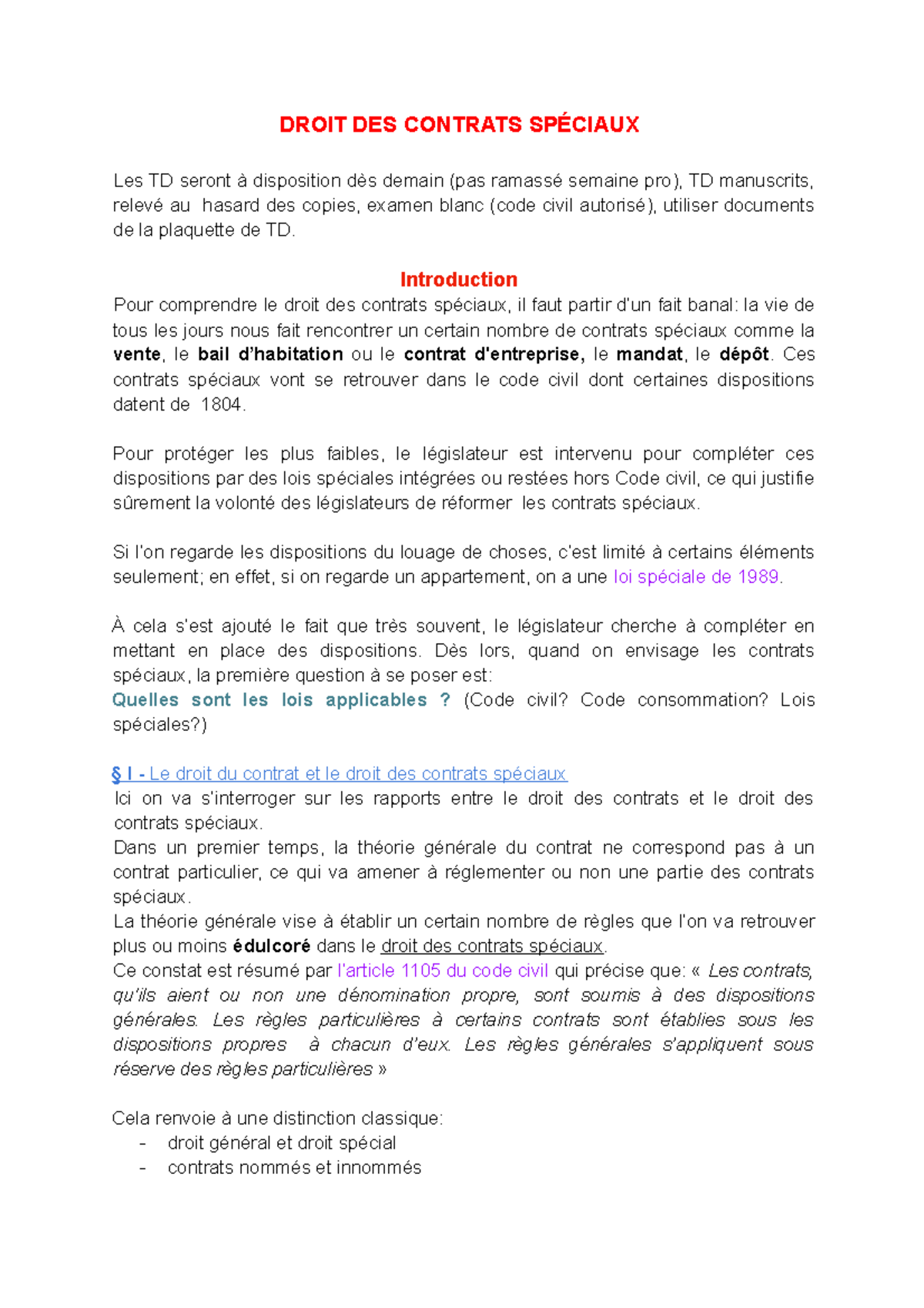 Cours Droit-des-contrats-spéciaux 2022-2023 - DROIT DES CONTRATS ...