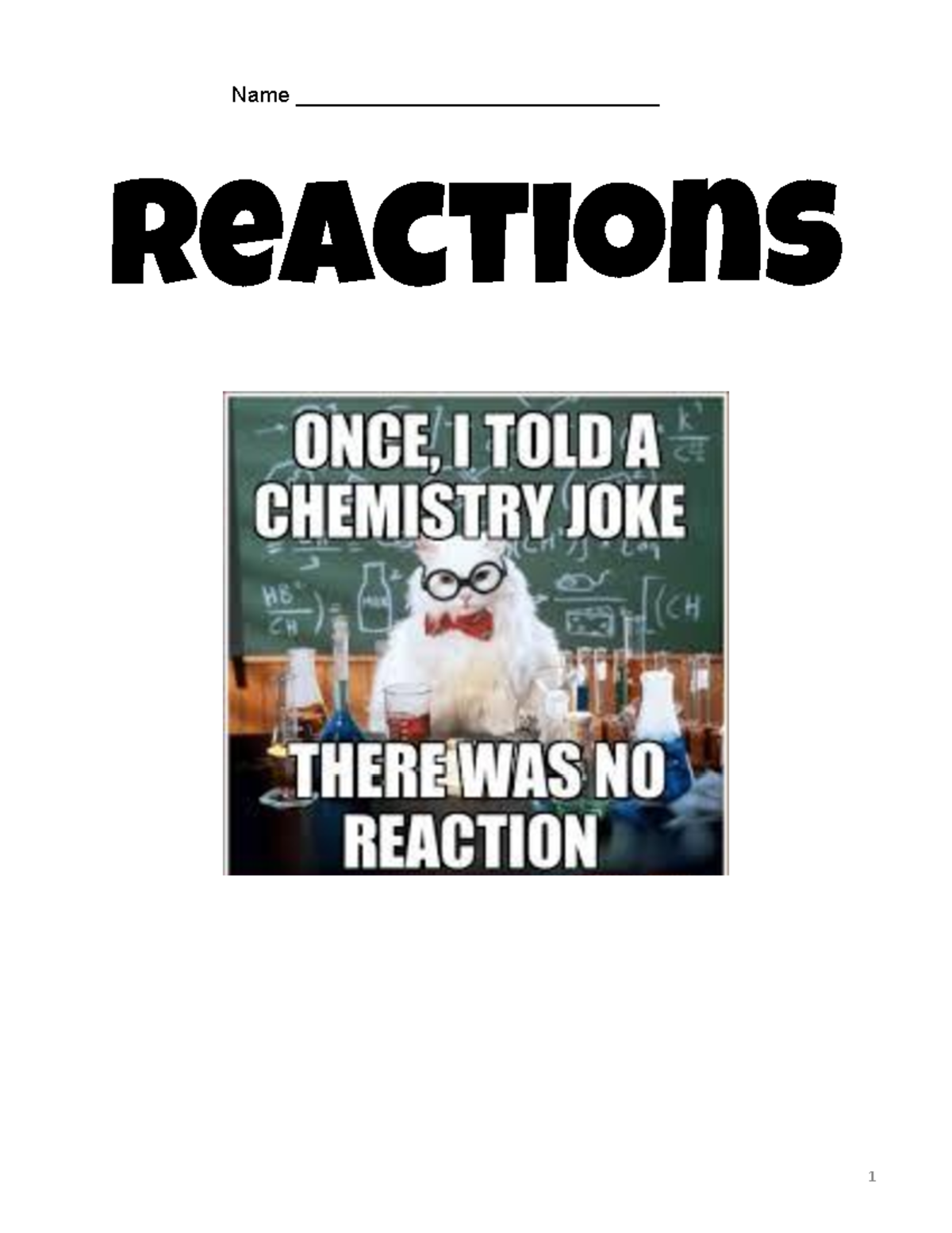 Reactions packet - notes - Reactions Name ...