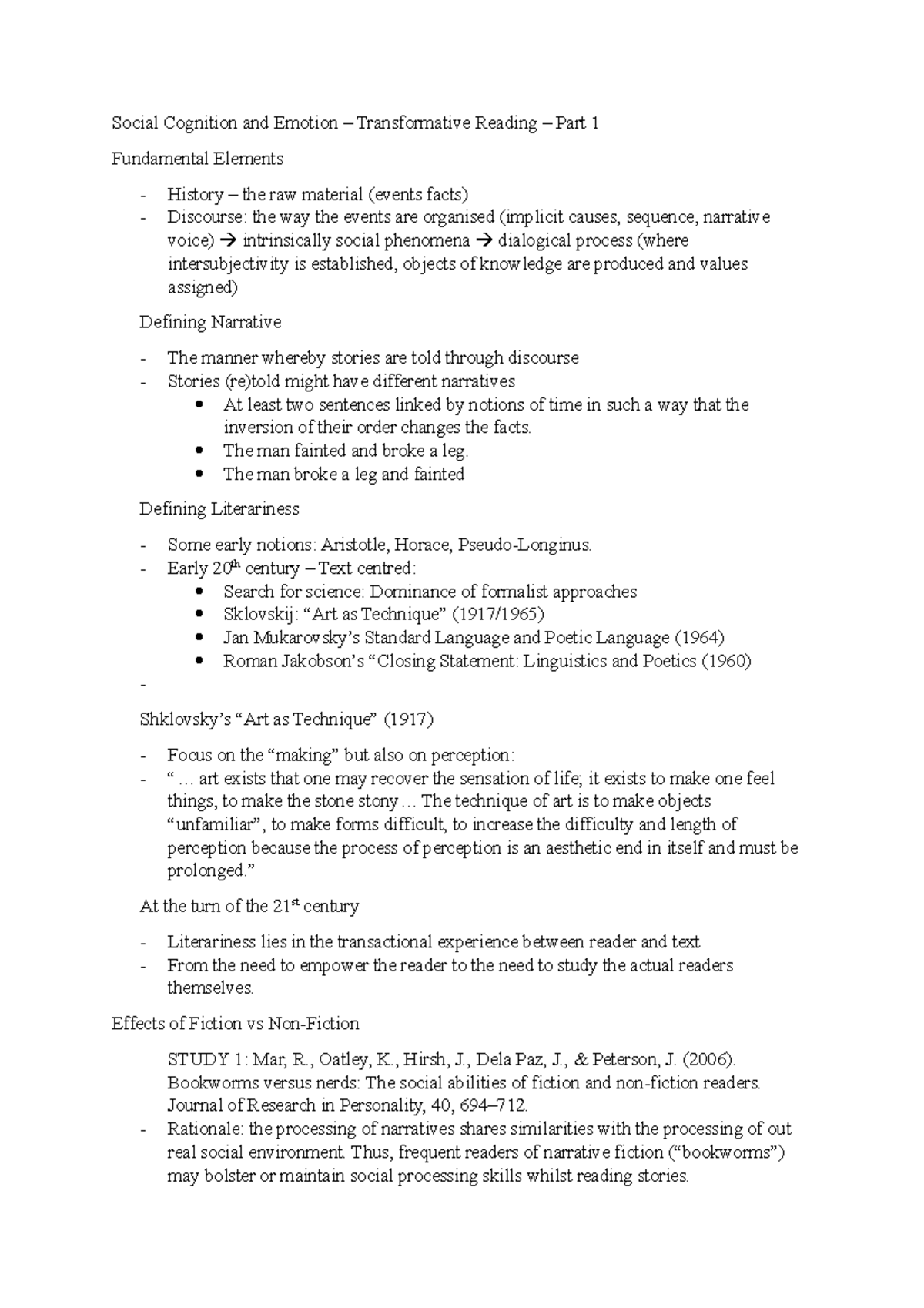 Social Cognition and Emotion - Transformative Reading - Module 3 - Part ...