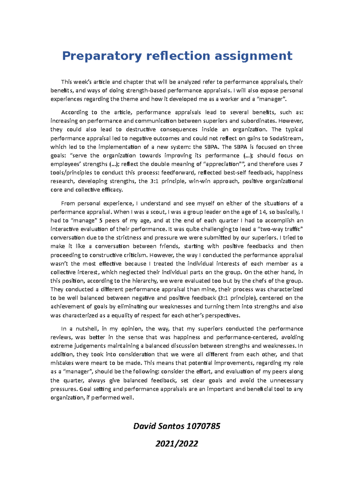 Reflection Paper 2 - Preparatory reflection assignment This week’s ...