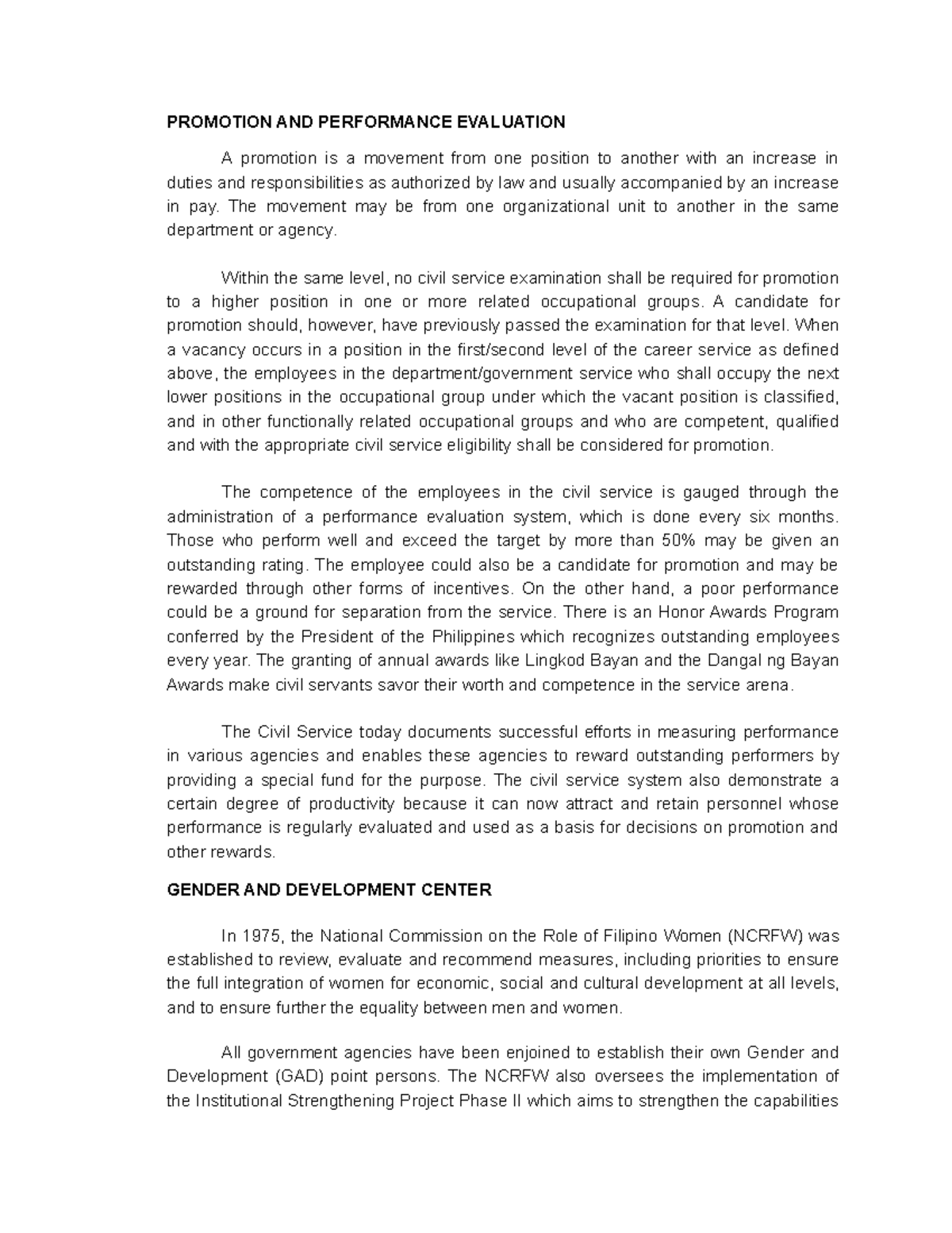 Promotion AND Performance Evaluation - PROMOTION AND PERFORMANCE ...