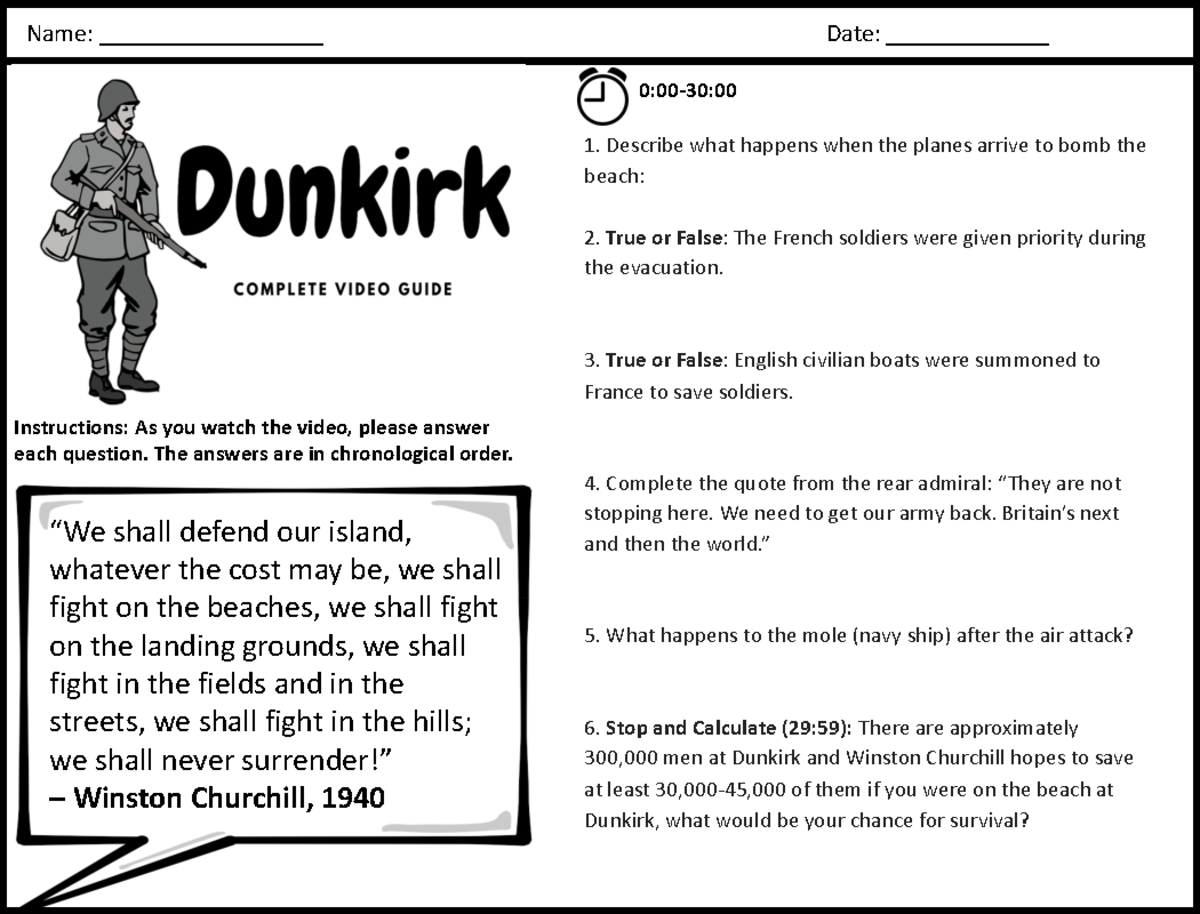 Dunkirk Movie Guide - Name: __________________ Date ...
