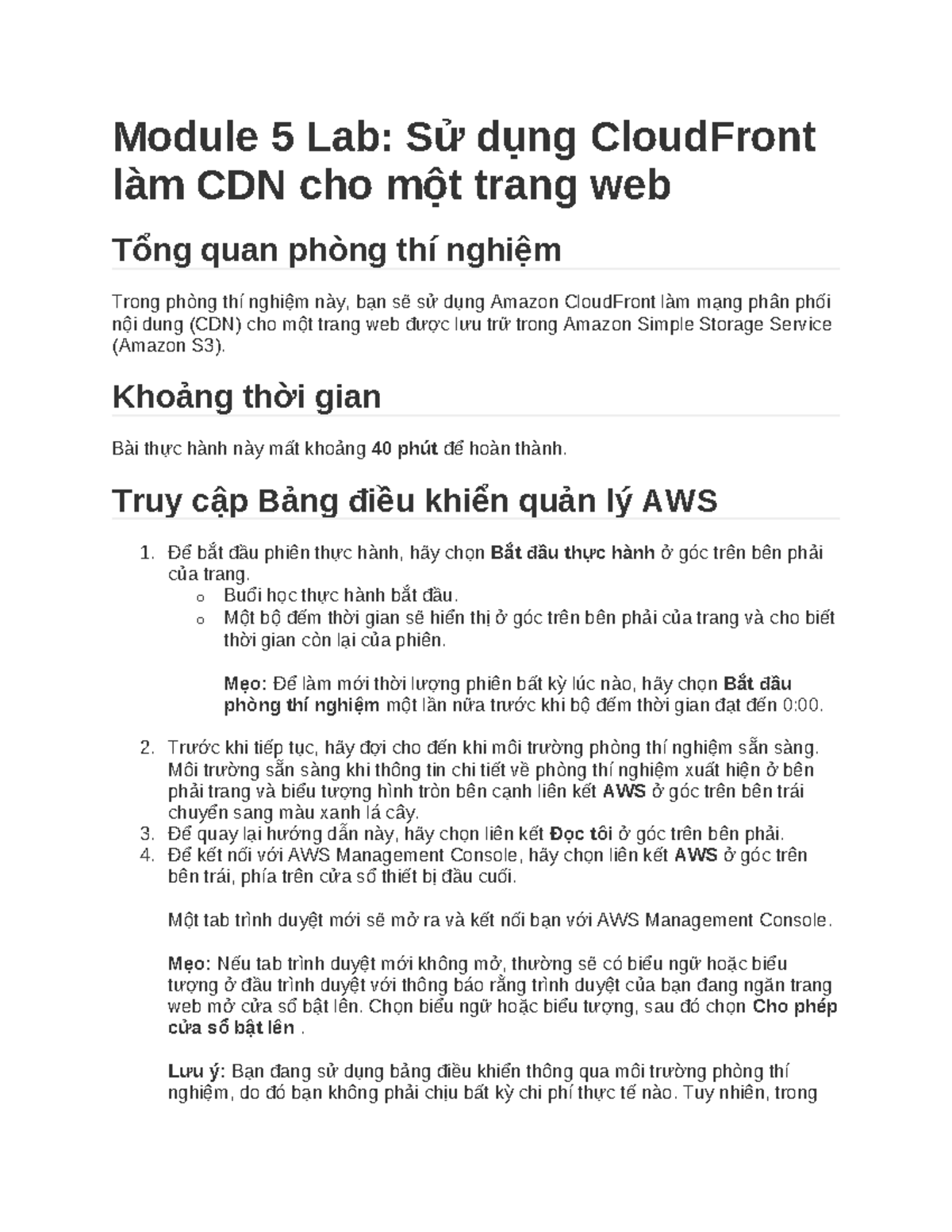 Module 5 Lab - dịch hướng dẫn lab - Module 5 Lab: Sử dụng CloudFront làm CDN cho một trang web ...