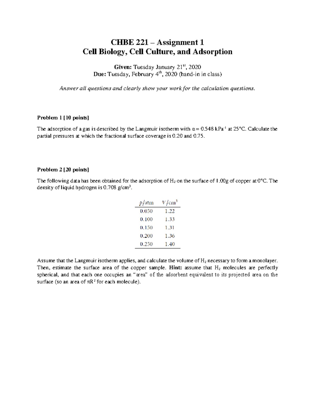 CHBE 221 Assignment 1 - CHBE 221 – Assignment 1 Cell Biology, Cell ...