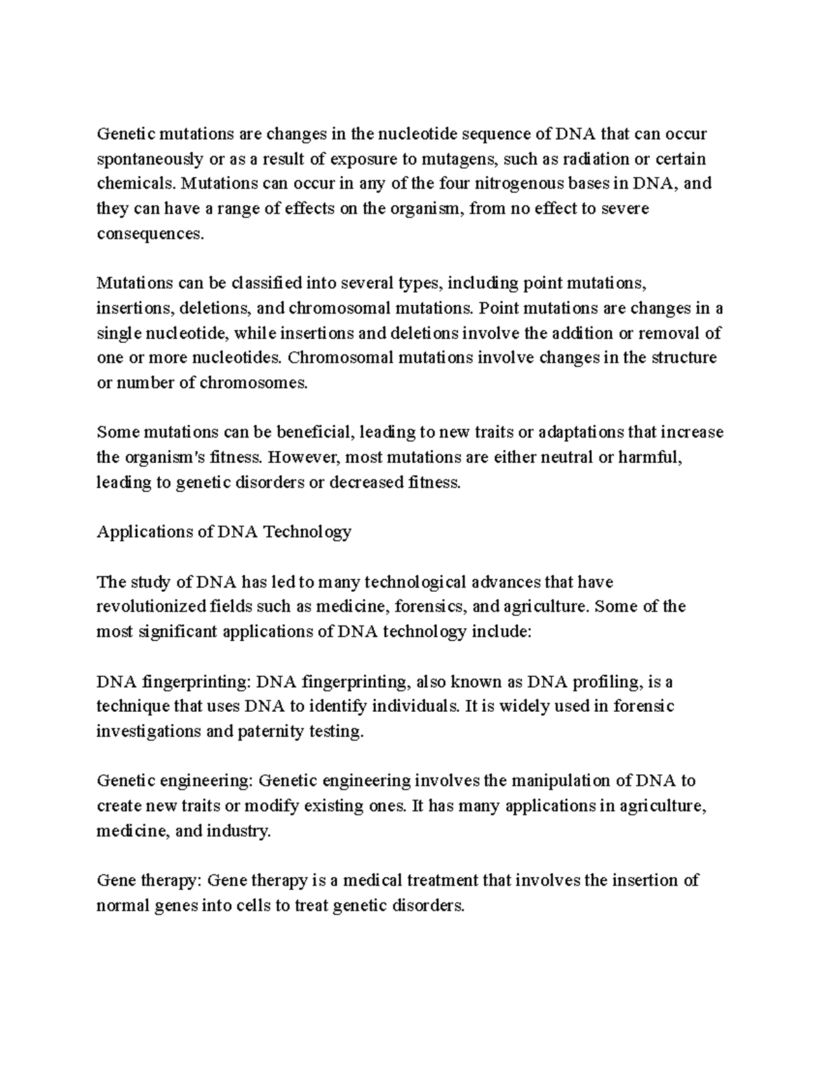 DNA P7 4- Google Docs - DNA NOTES - Genetic mutations are changes in ...