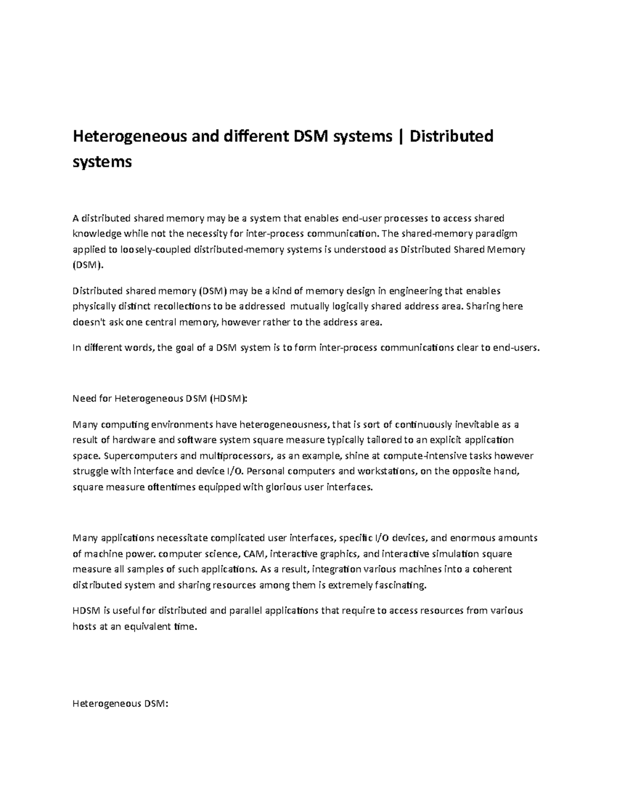 Heterogeneous and different DSM systems Distributed system.docx ...