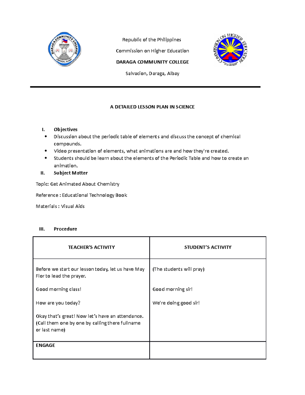 A Detailed Lesson PLAN - Republic of the Philippines Commission on ...