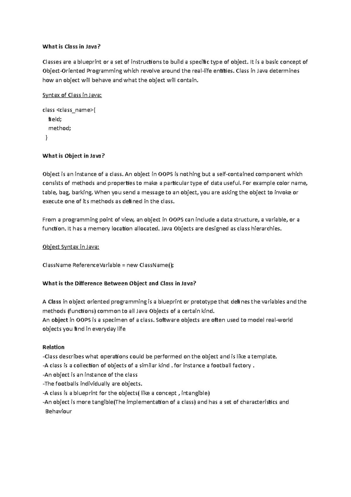 CS1102 Discussion Unit 4 What Is Class In Java Classes Are A