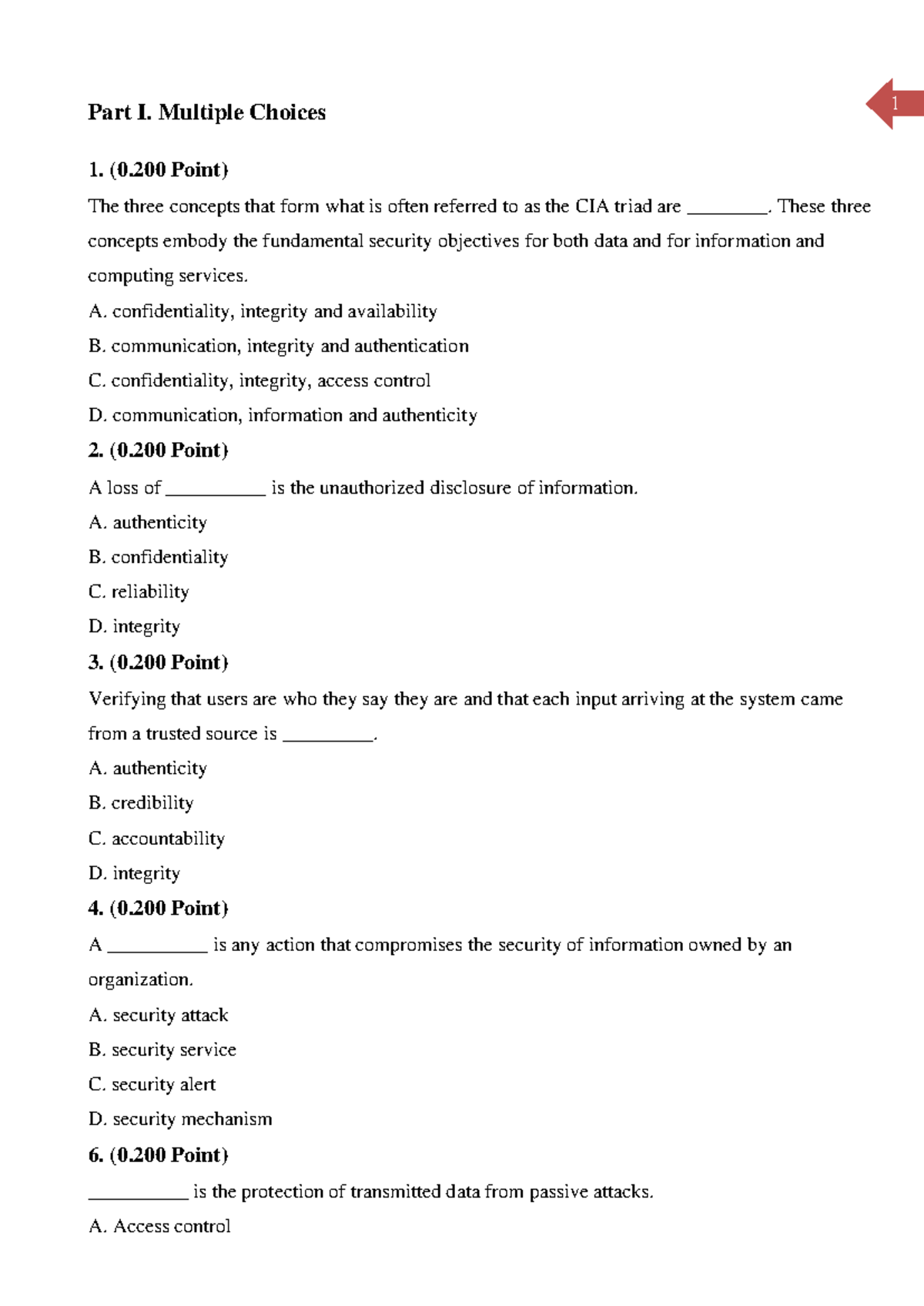 Cmu Cs376 Test Banks 2024f Review Without Answers 1 Part I