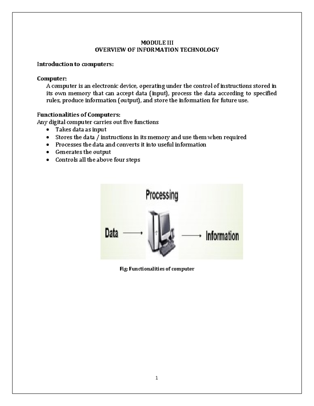 Informatics - Simple notes - MODULE III OVERVIEW OF INFORMATION ...