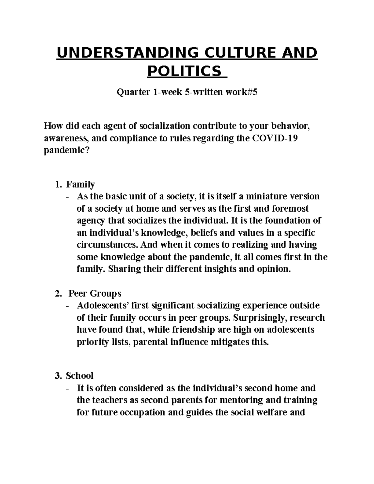 Understanding Culture AND Politics - UNDERSTANDING CULTURE AND POLITICS ...