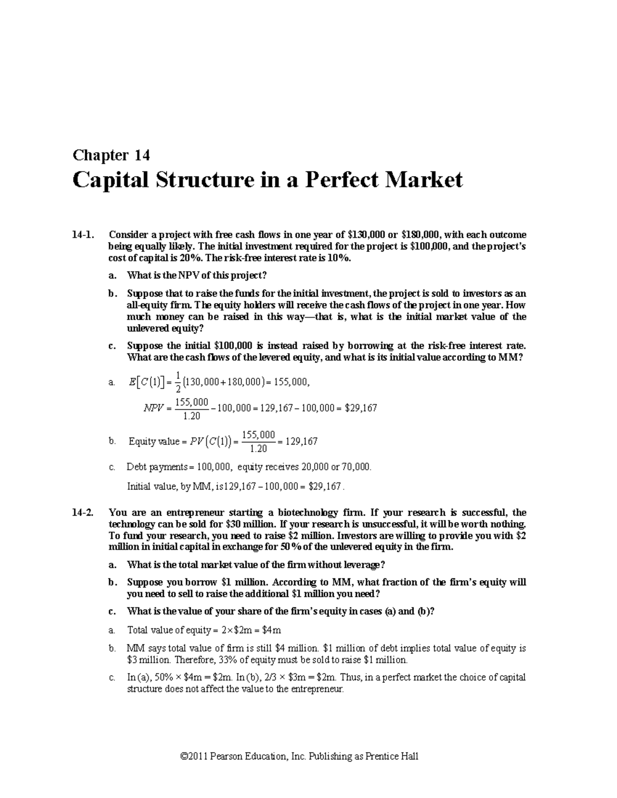 FINA2222 Ch14-capital-structure-in-a-perfect-market-Tutorials 2 and 3 ...