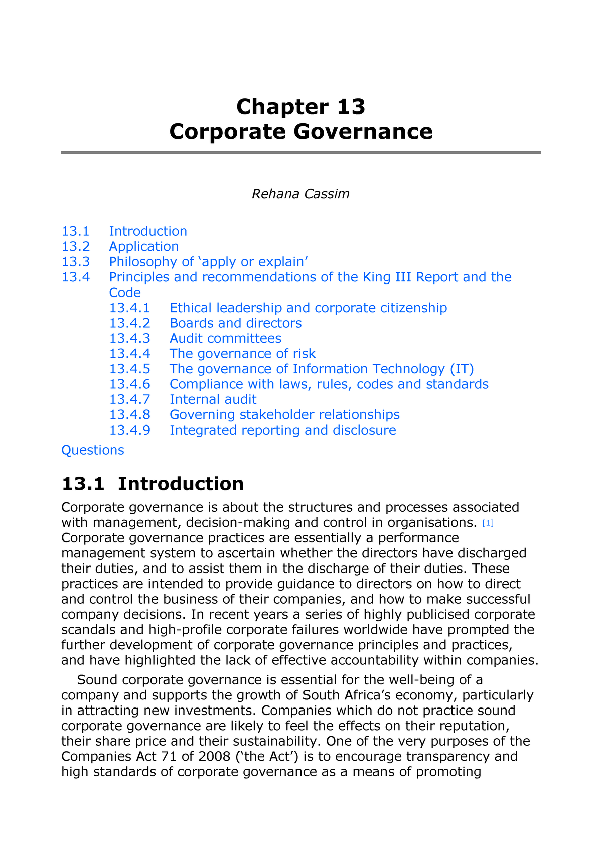 Chapter 13 corporate governance - LEC211E - UFH - Studocu