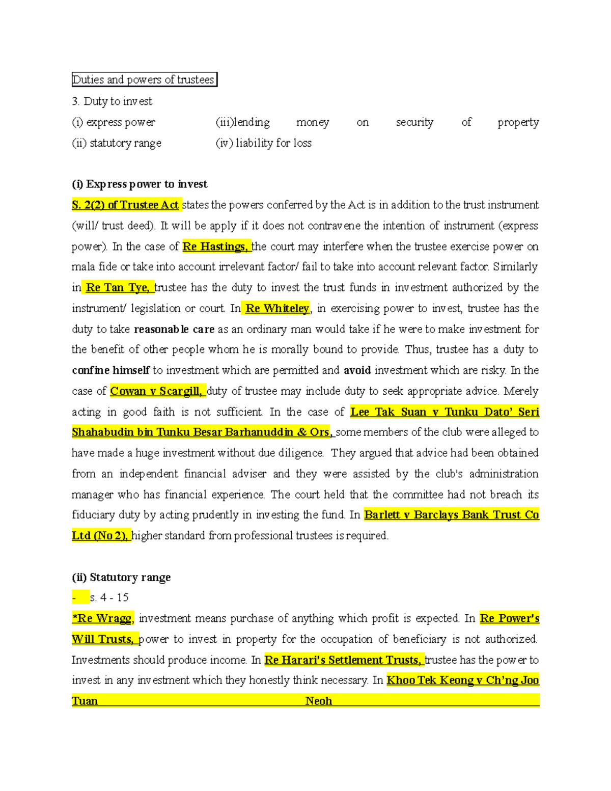 Chapter 2 Duties and Powers of Trustee - Duties and powers of trustees 3. Duty to invest (i ...