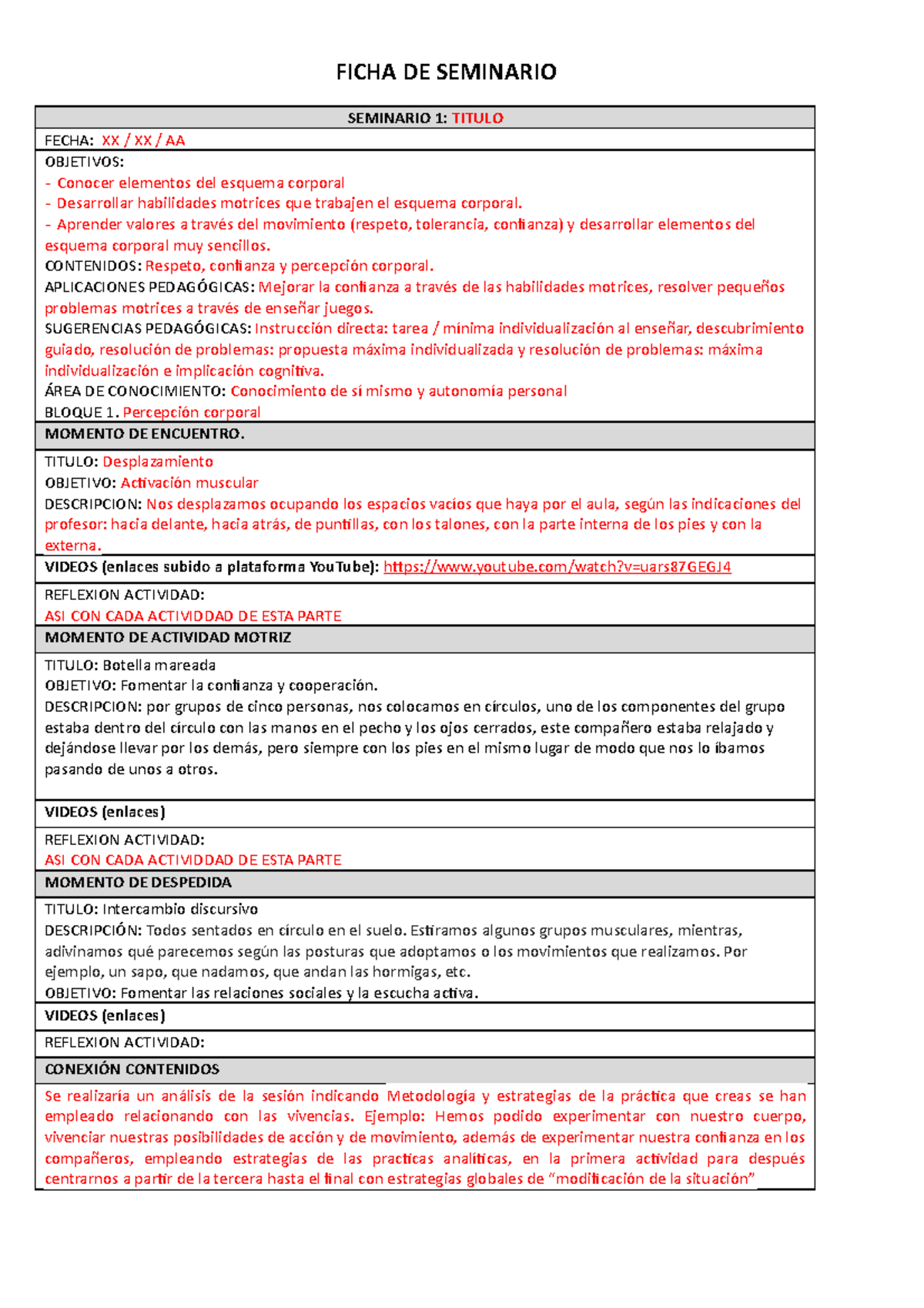 Modelo Seminario - FICHA DE SEMINARIO SEMINARIO 1: TITULO FECHA: XX ...