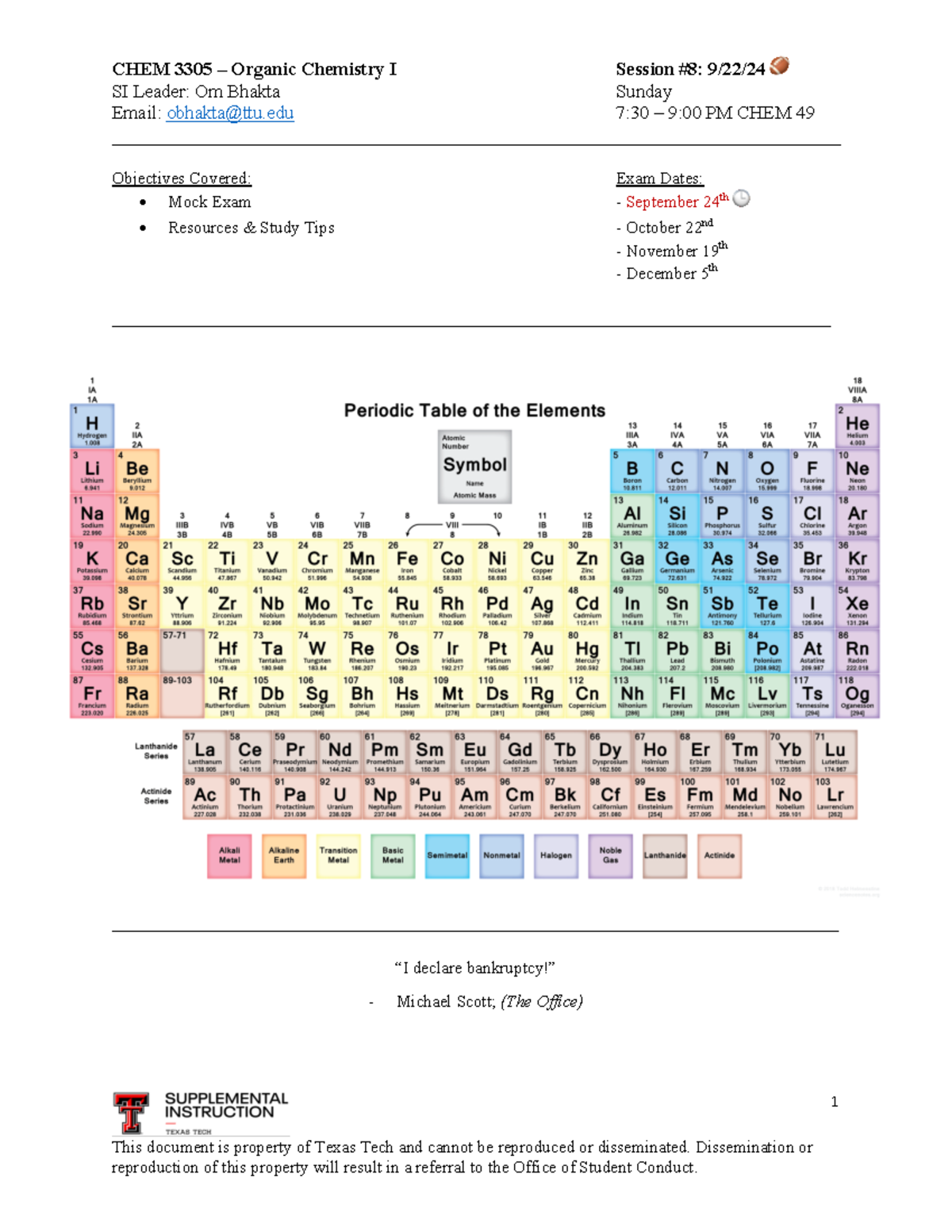 09.22 Sunday Packet CHEM 3305 - SI Leader: Om Bhakta Sunday Email ...