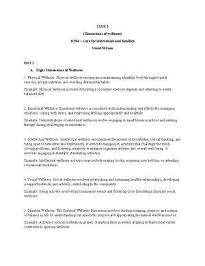 D394 Task 1 Care for Individuals and Family - Care for Individuals and ...