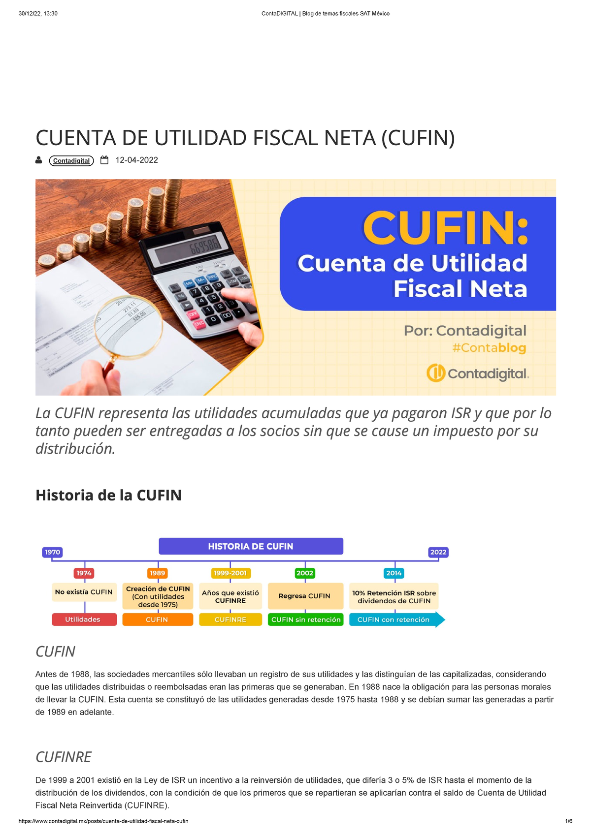 Conta Digital Cufin - Para estudio - CUENTA DE UTILIDAD FISCAL NETA ...