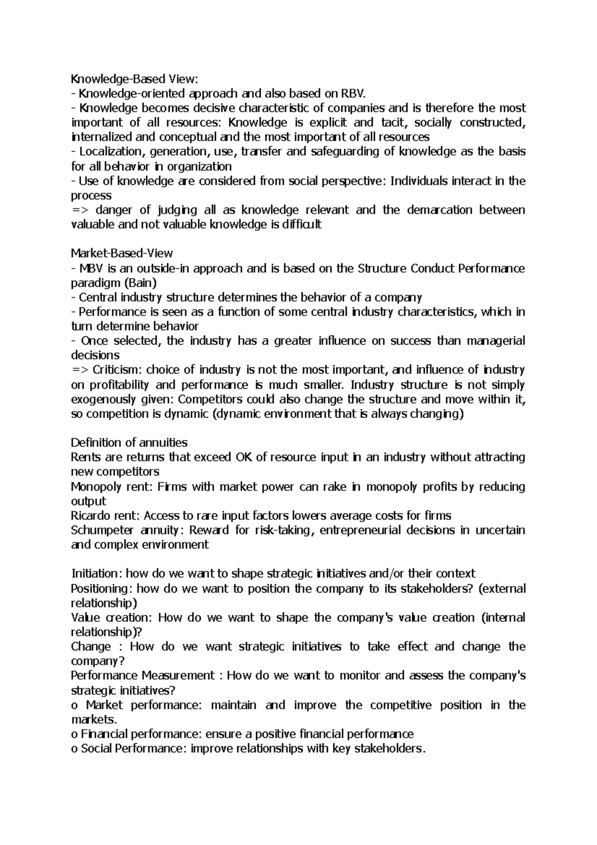 Knowledge - Management Notes - Knowledge-Based View: Knowledge-oriented ...