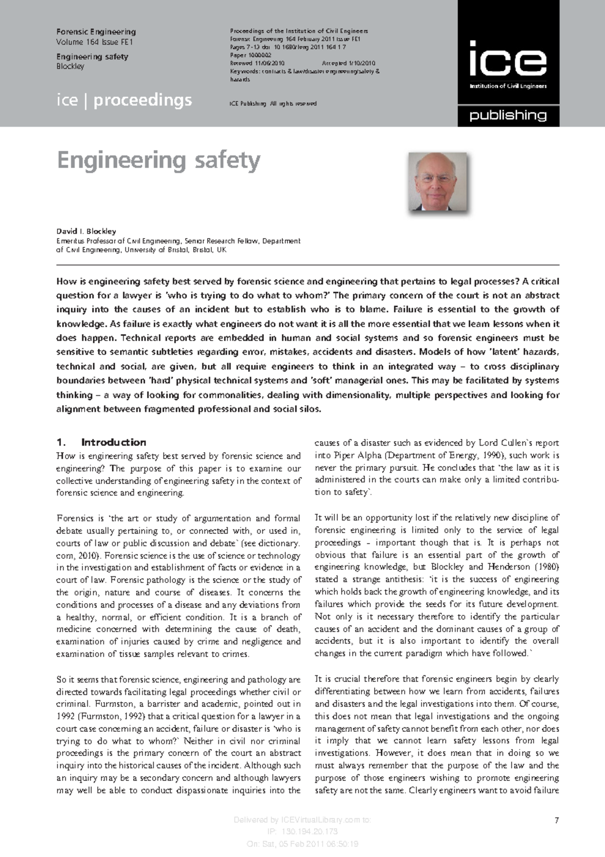 Legal paper - Forensic Engineering Volume 164 Issue FE1 Engineering ...