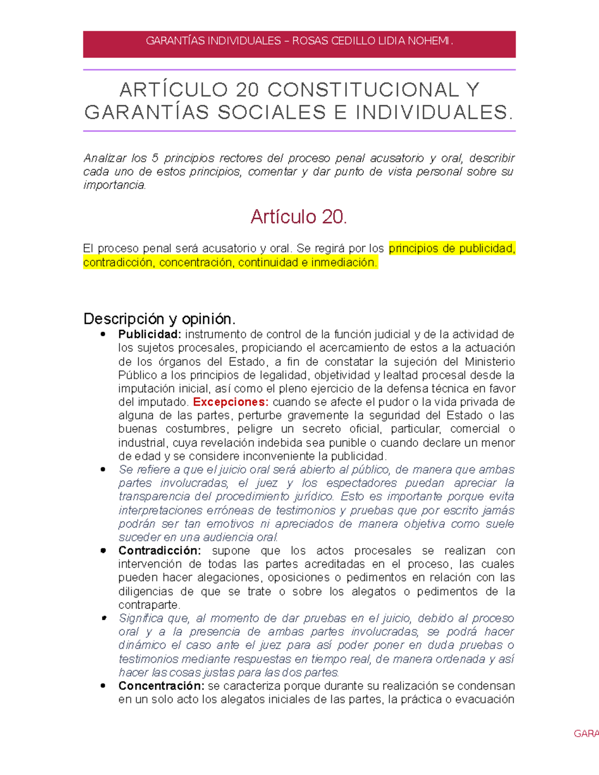 Artículo 20 constitucional, garantías individuales y sociales ...