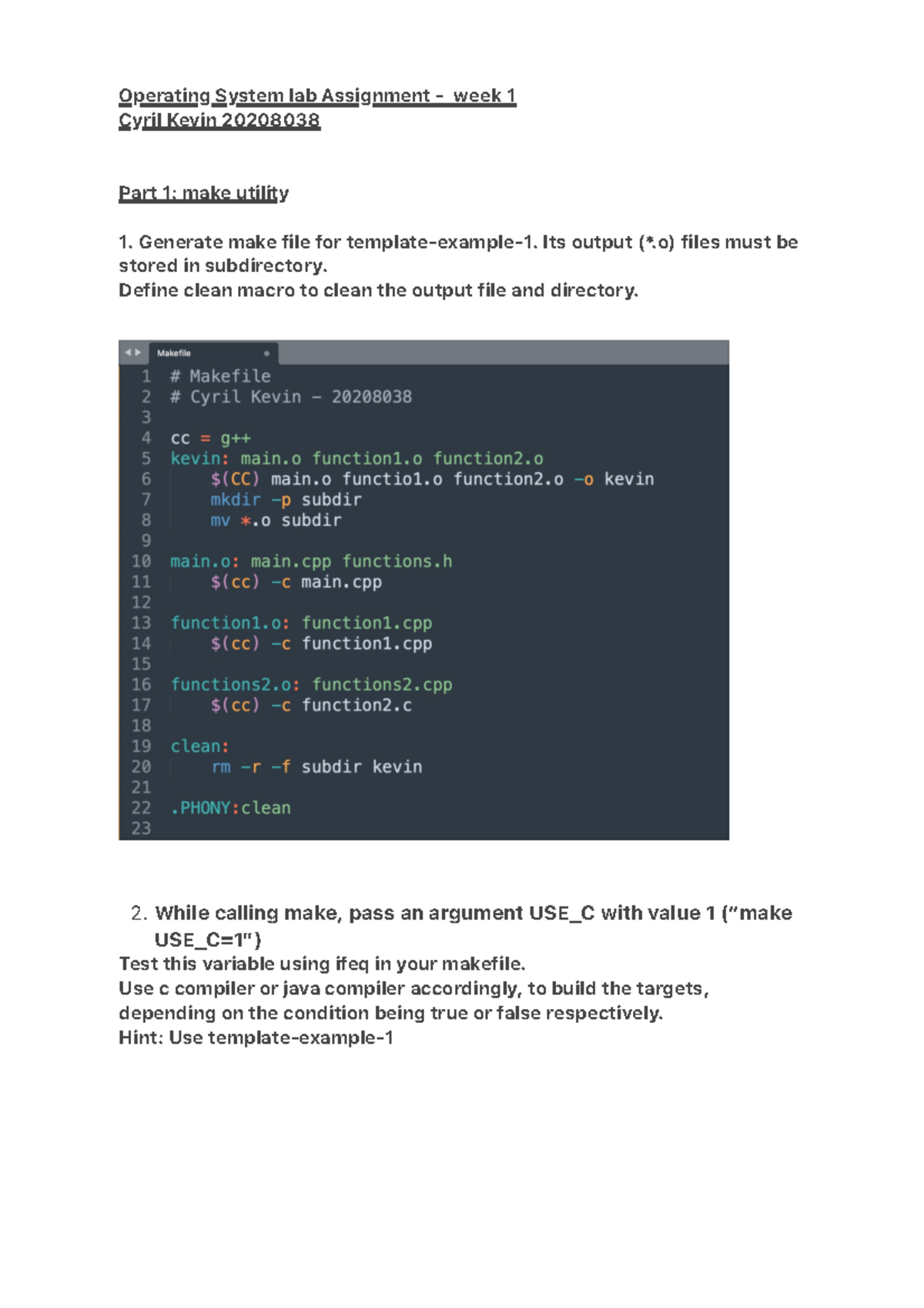 Assignment 01 20208038 - 2. Operating System lab Assignment - week 1 ...