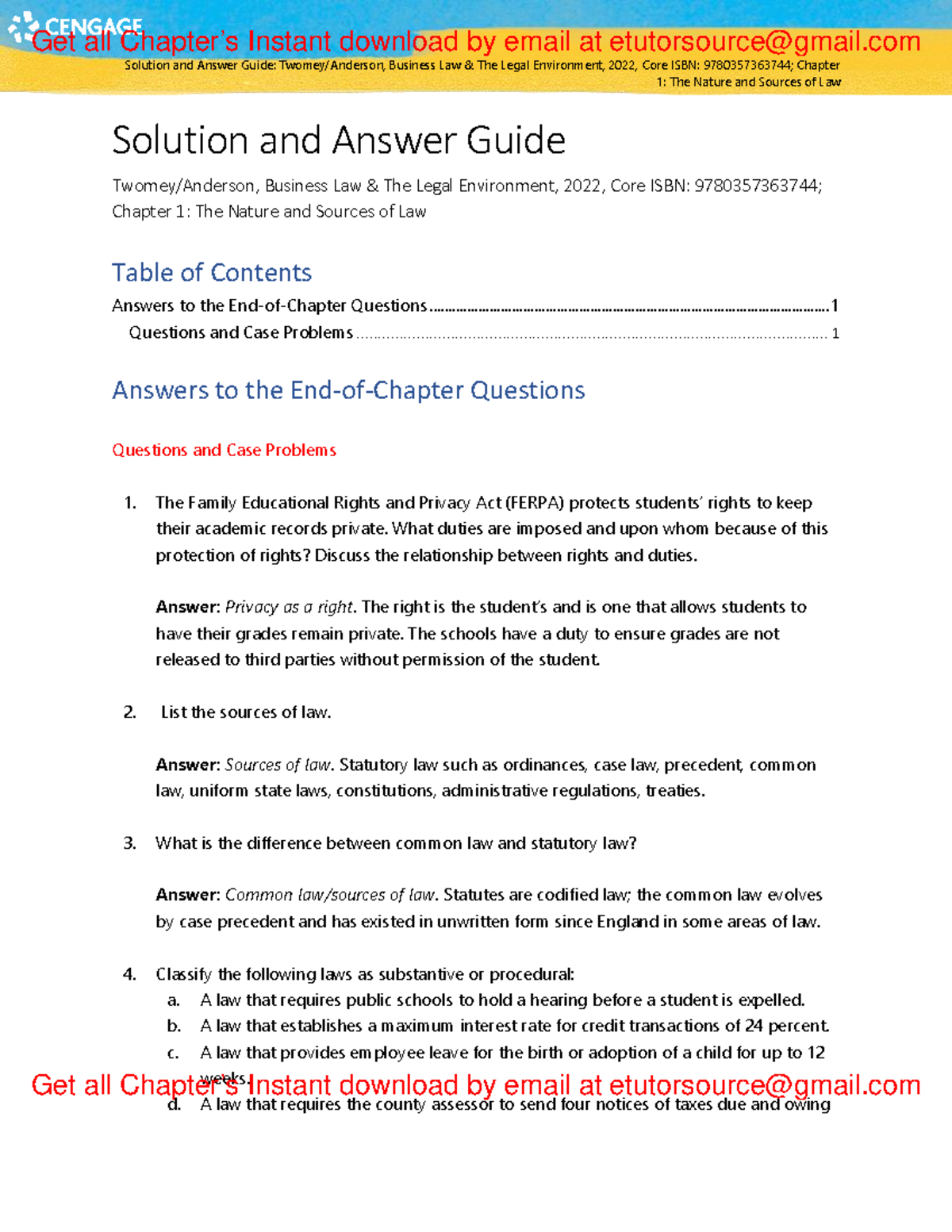 Solutions Manual For Anderson's Business Law & The Legal Environment ...